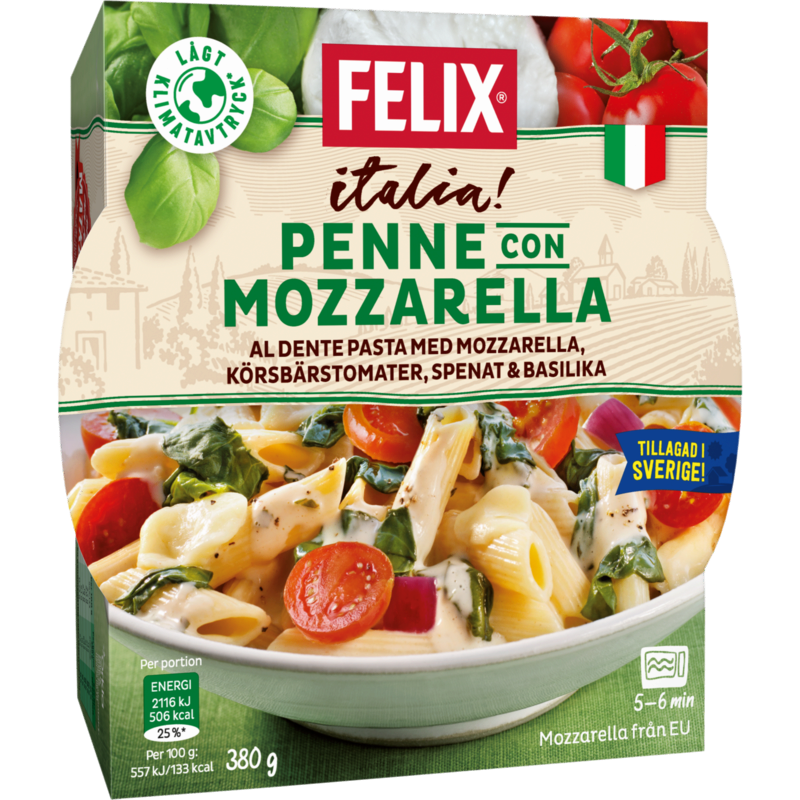 Penne con Mozzarella - Härligt god italiensk pasta | Felix